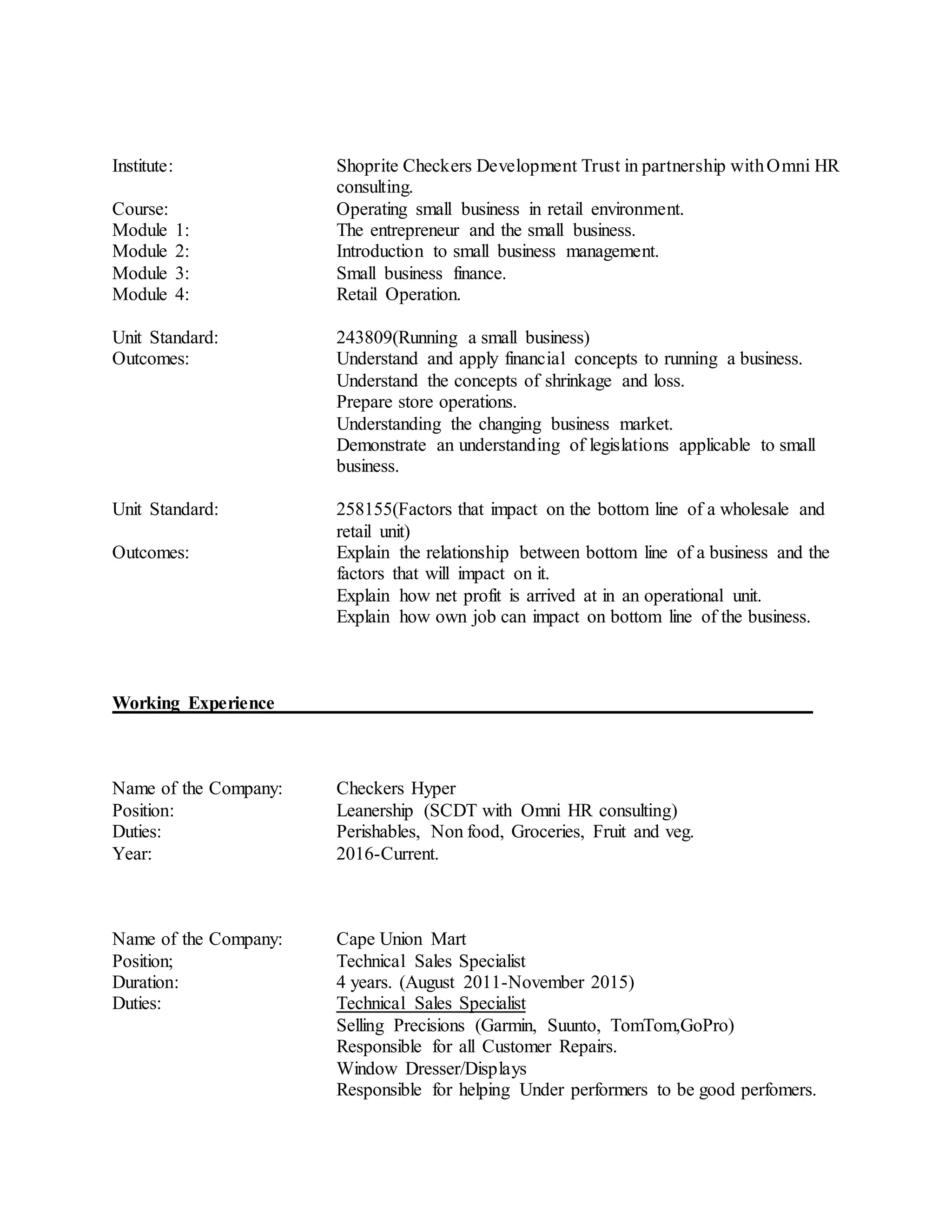 Lucas Hlongoane CV | PDF