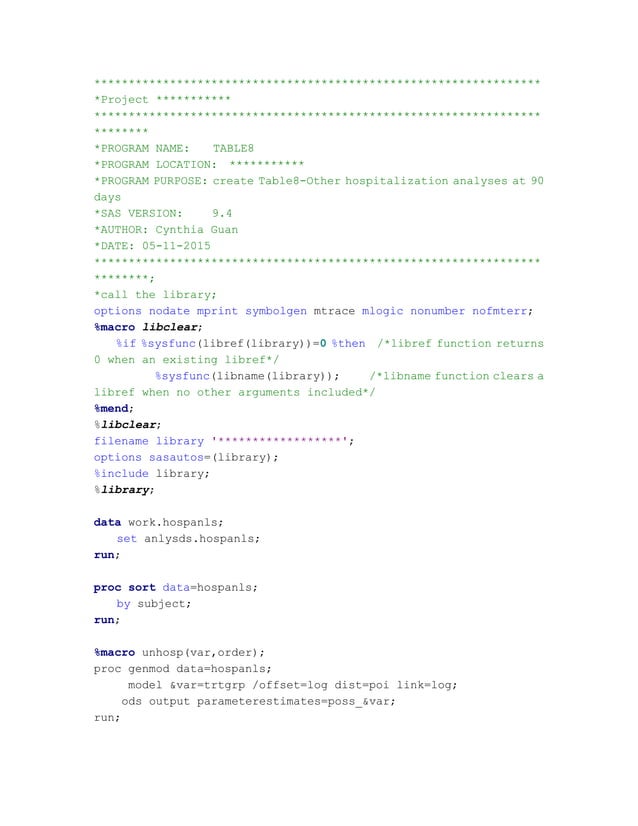 SAS code sample | PDF