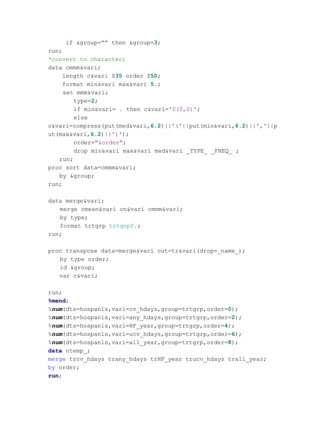 SAS code sample | PDF