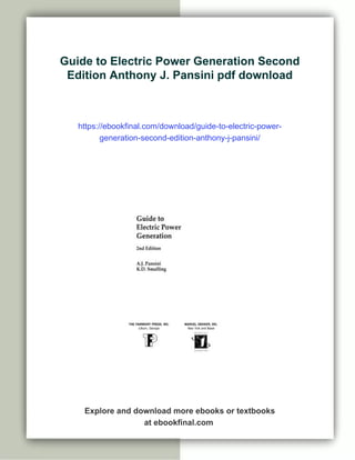 Guide to Electric Power Generation Second Edition Anthony J. Pansini | PDF