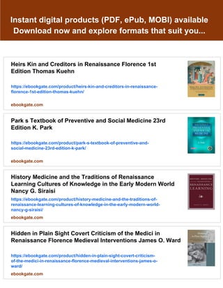 Doctors and Medicine in Early Renaissance Florence Katharine Park | PDF
