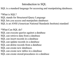 Introduction to SQL | PPT