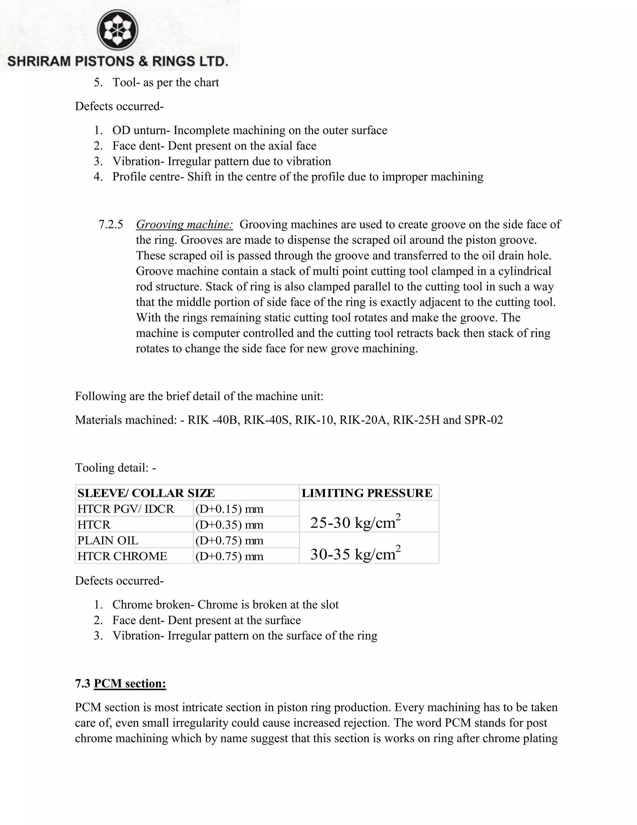Report on REJECTION REDUCTION IN CPC RING | PDF