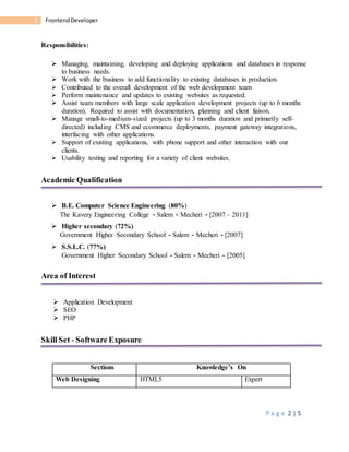 front-end developer with html5, css3, jquery, responsive website development | DOCX