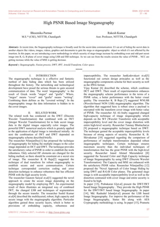 High PSNR Based Image Steganography | PDF