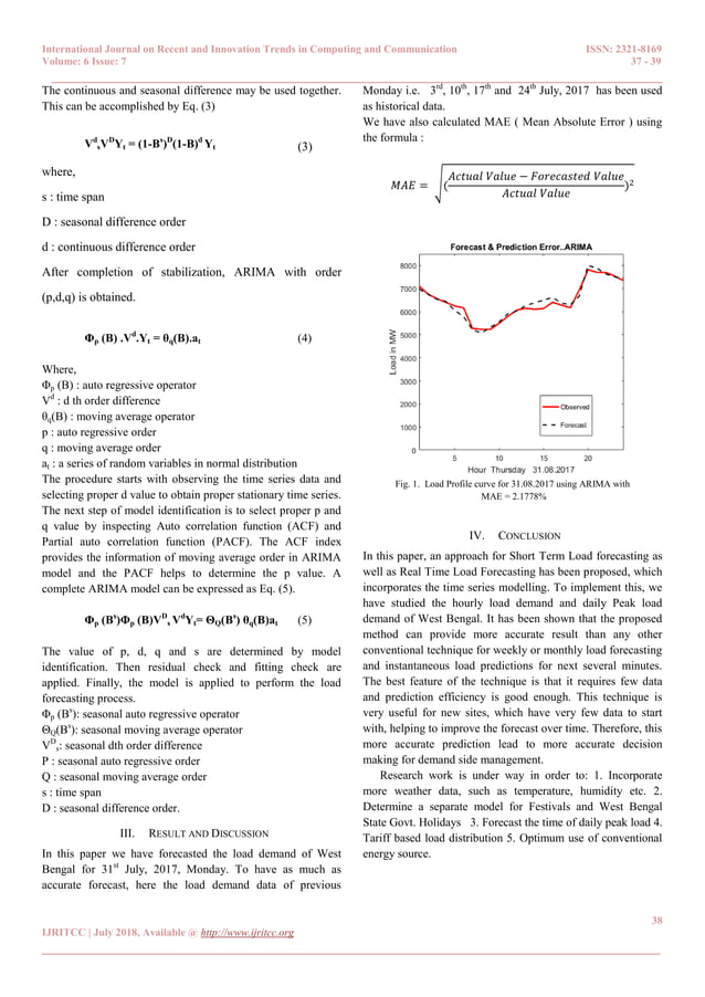 Short Term Load Forecasting Using Arima Technique Pdf