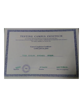 Core Java and J2EE Certificate | PDF