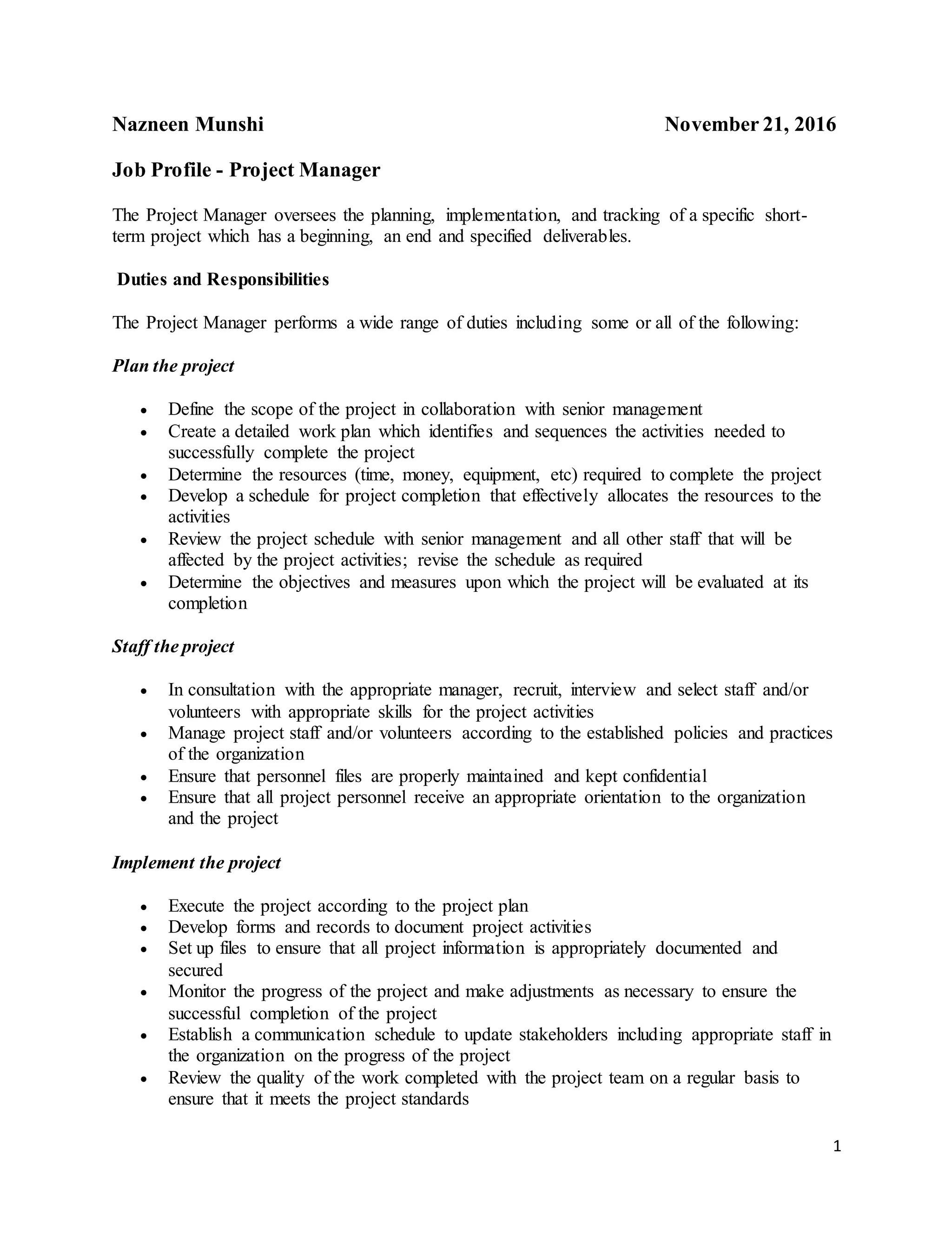 Project Manager | PDF
