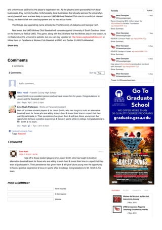 Growing Pains- UWG Wolves Club Baseball | The West Georgian | PDF