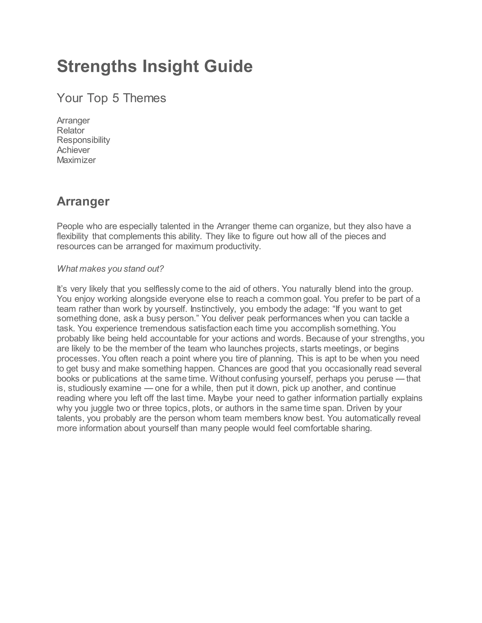 GALLUP Strengths - Top 5 | DOCX