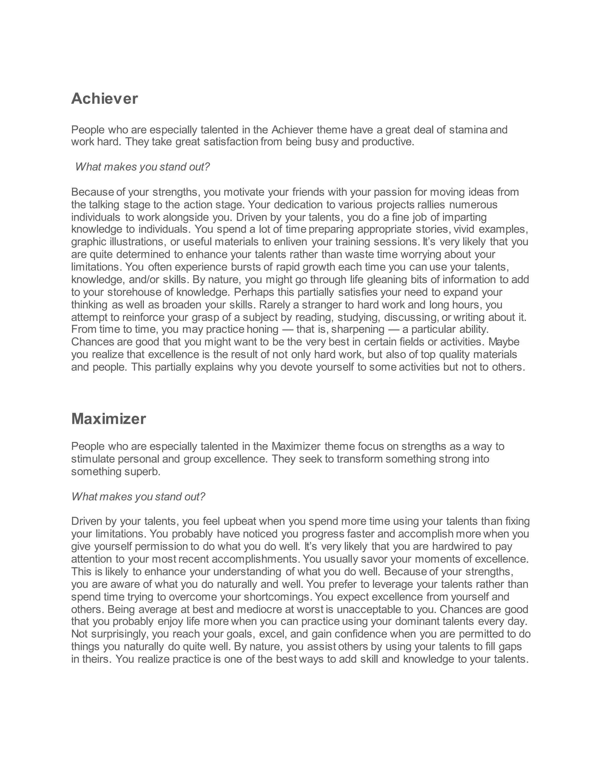 GALLUP Strengths - Top 5 | DOCX