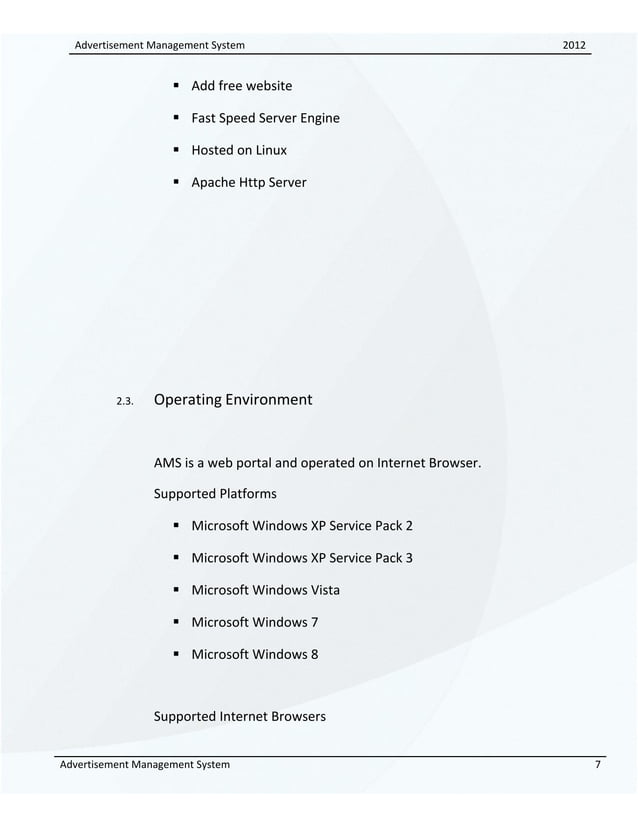 91743410 advertisement-management-system-srs | DOC | Operating Systems | Computer Software and ...