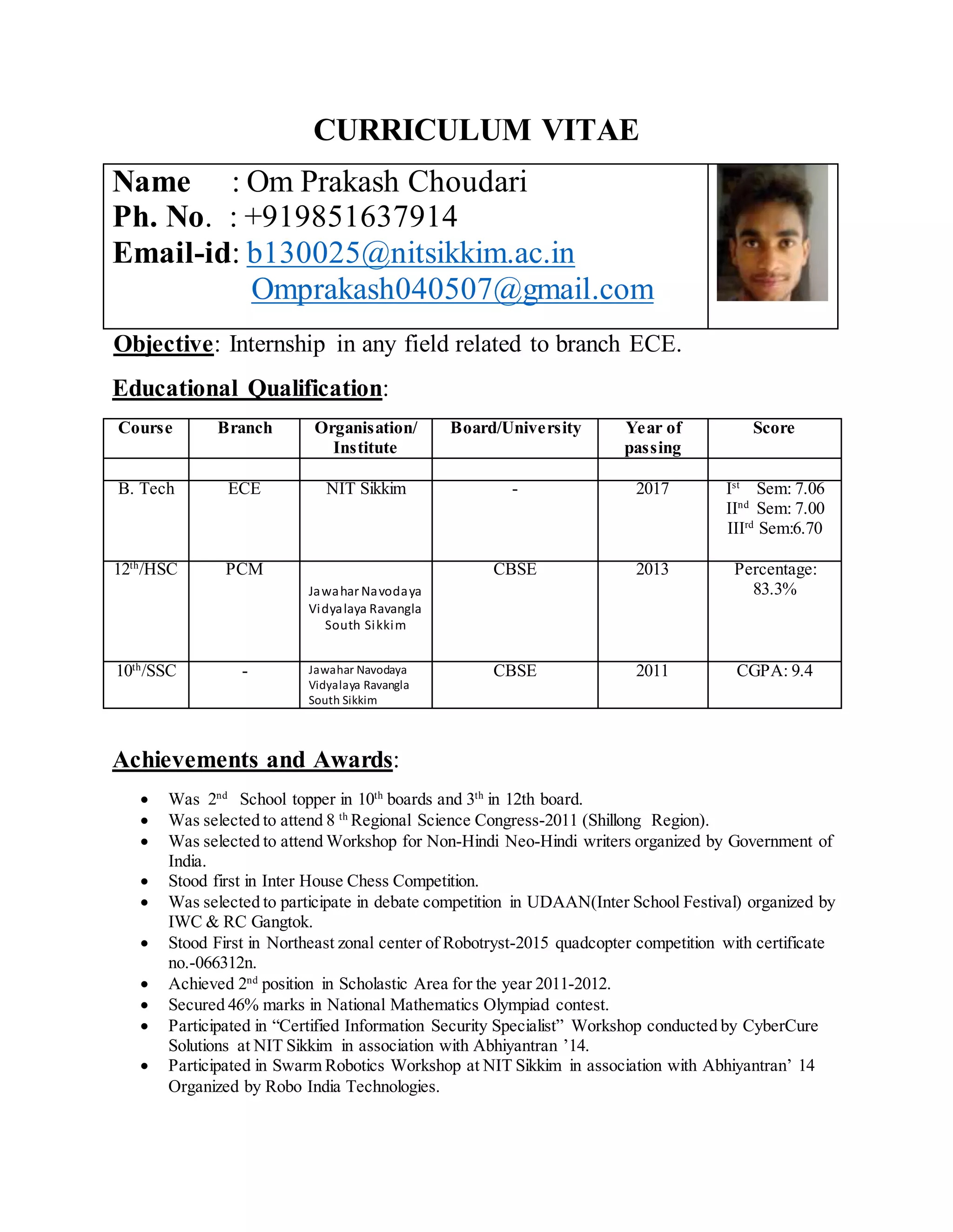 OMPRAKASHCV | DOCX | Robotics | Technology & Computing