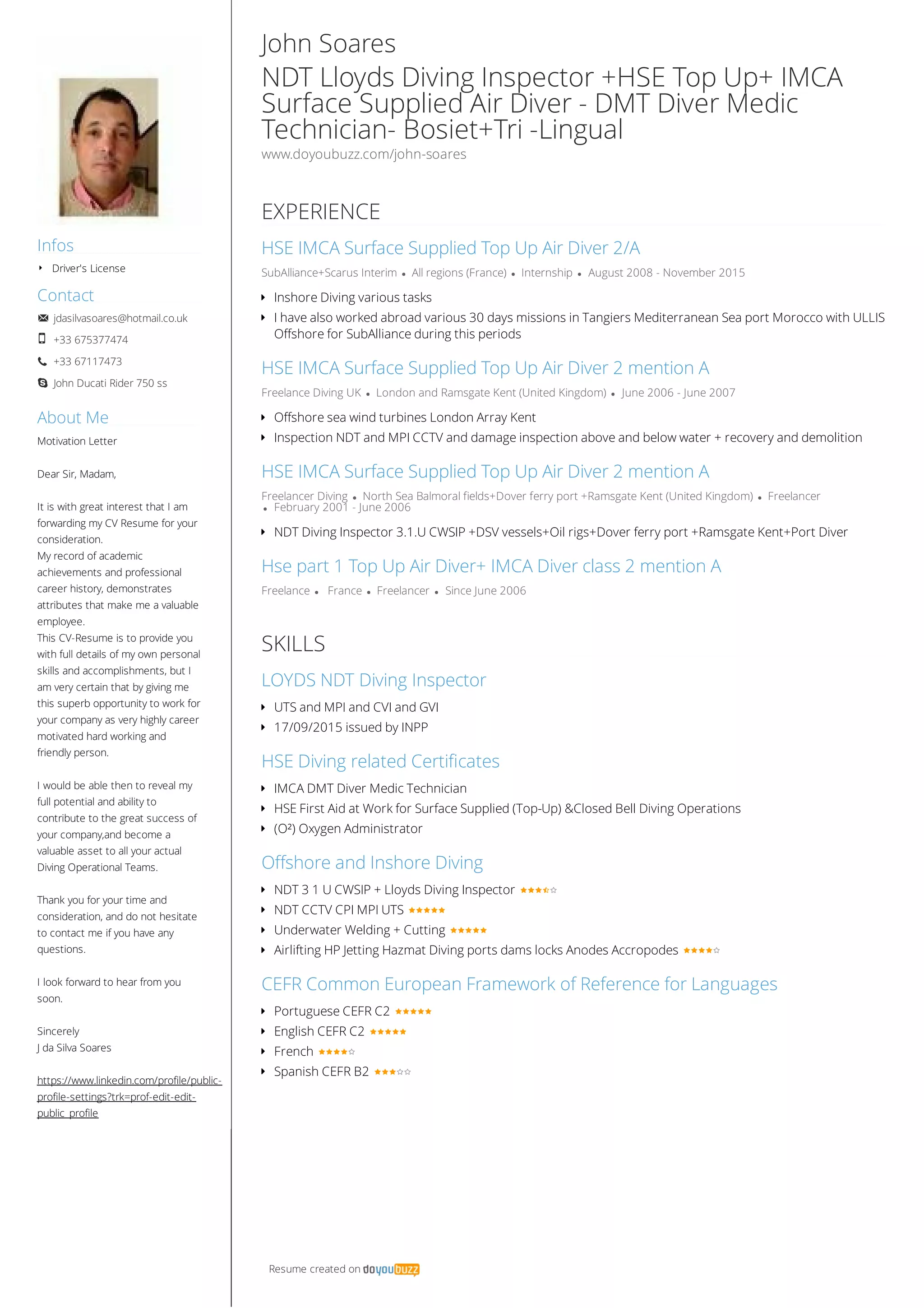 NDT-LLOYDS-Inspector -Resume-john-soares(uk-english-version) | PDF