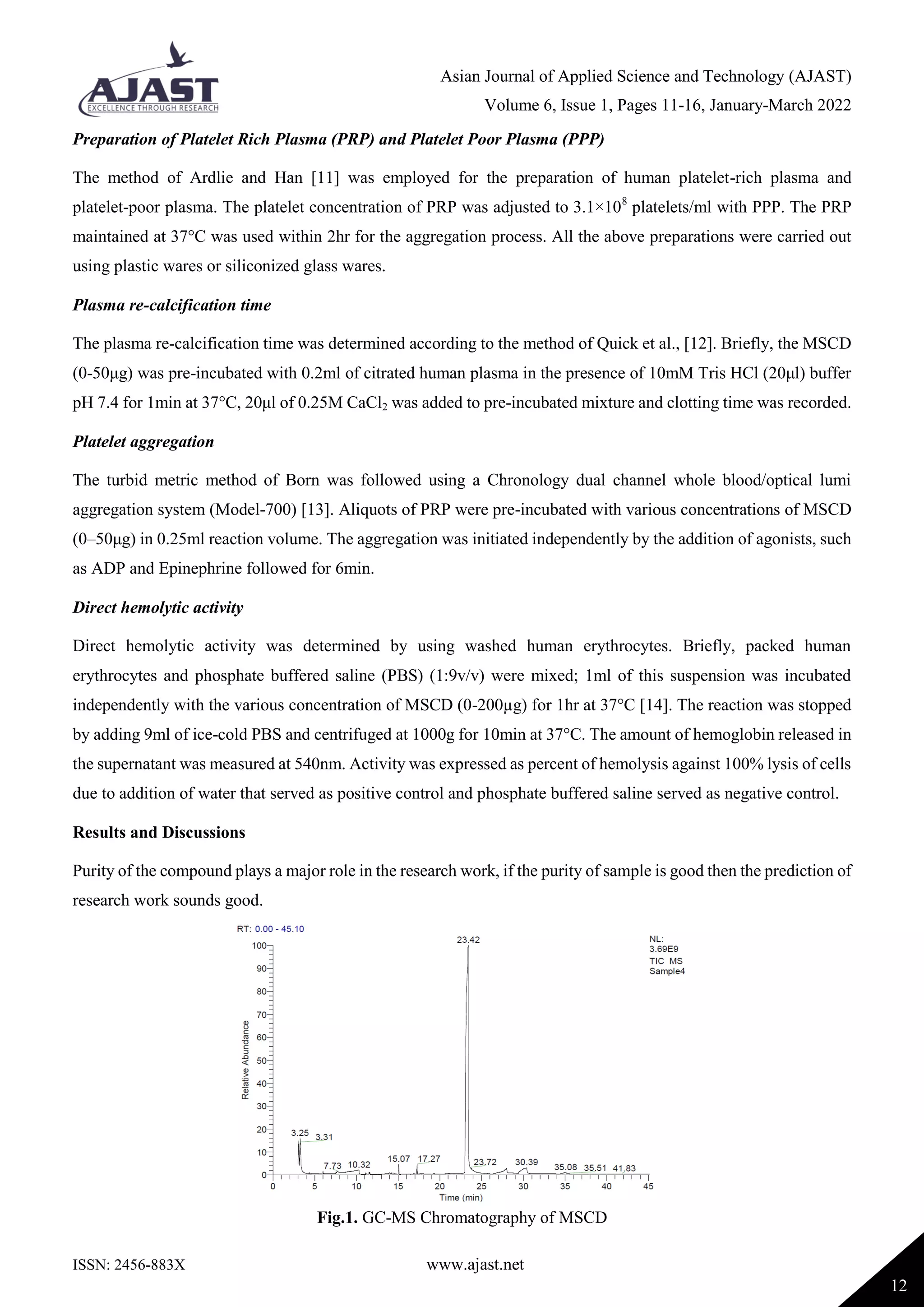Effect of Cardiac Stimulant Drug (MSCD) on Blood Coagulation Cascade ...