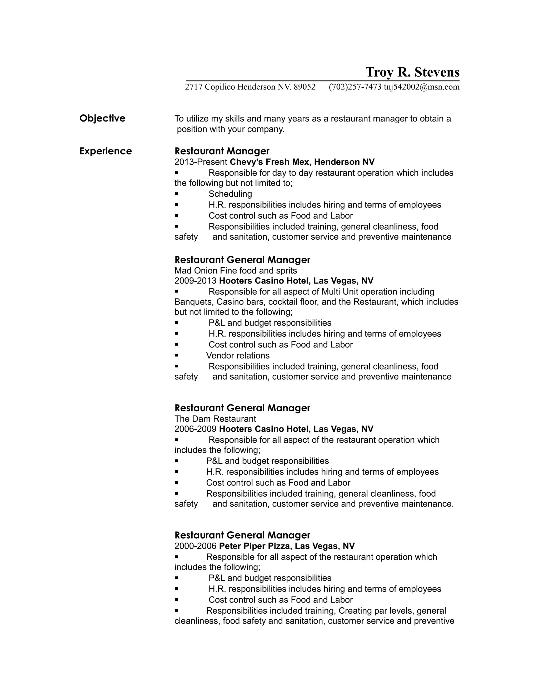 Troy Stevens Resume | DOC