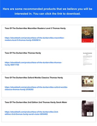 Tess Of The Durbervilles Dover Thrift Editions Thomas Hardy | PDF