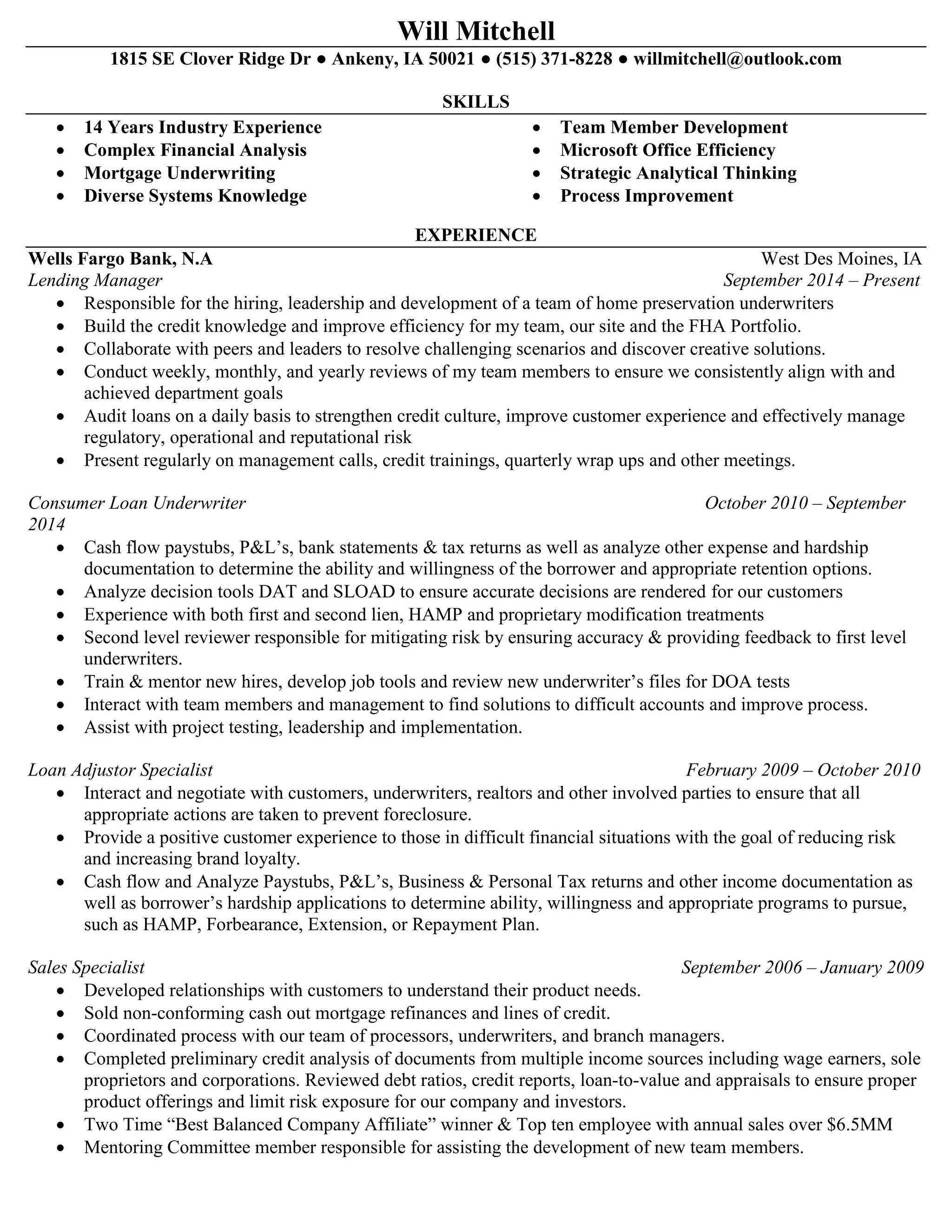 Will Mitchell Resume | PDF