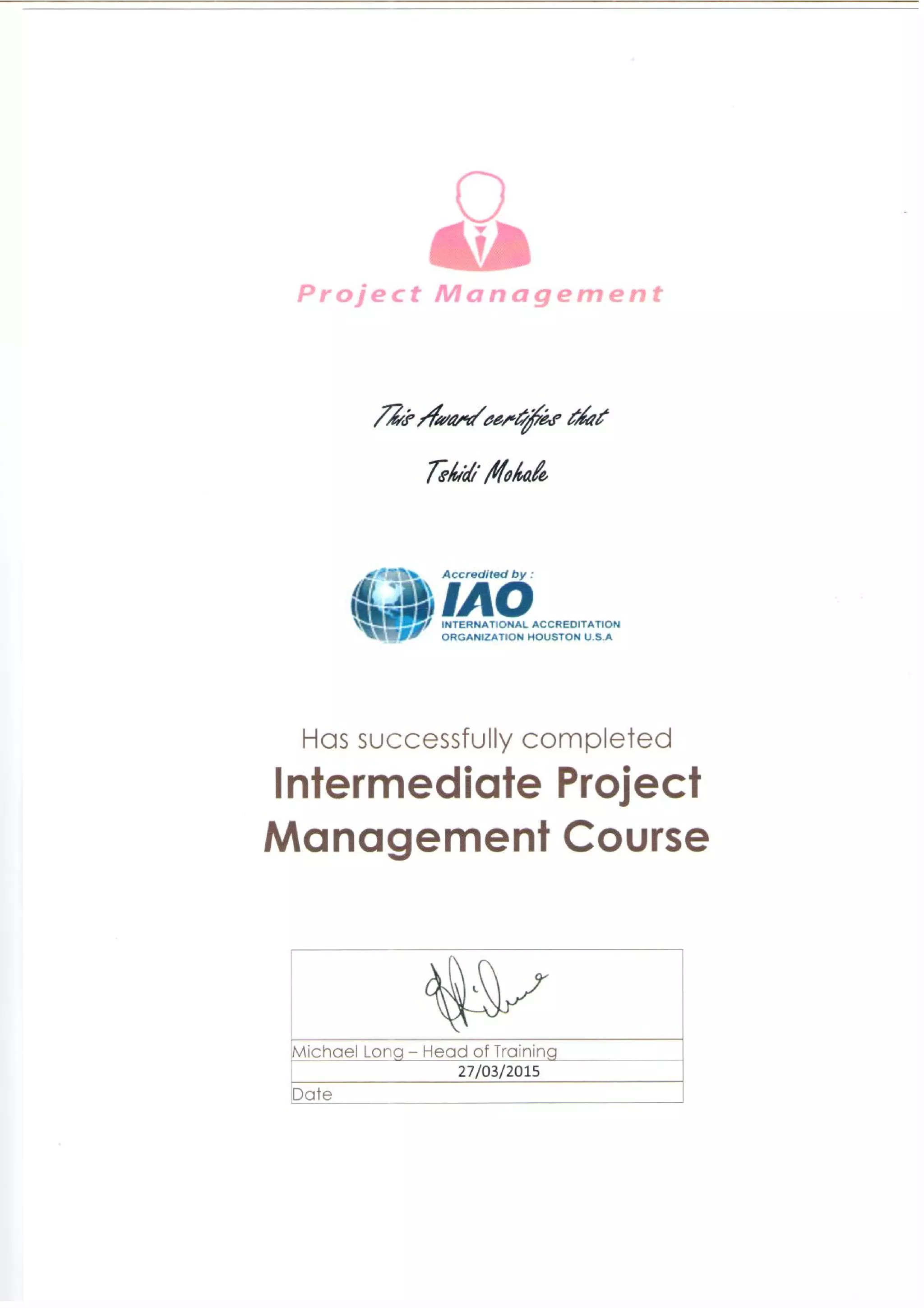 Project Management Certificate | PDF