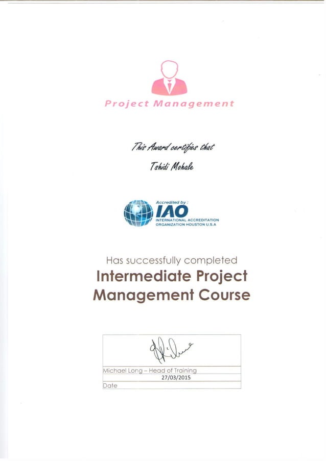 Project Management Certificate | PDF | Free Download
