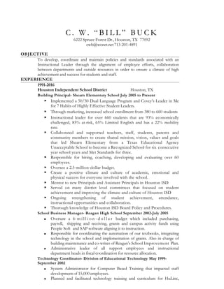 Bill Buck Resume 12-16 | PDF
