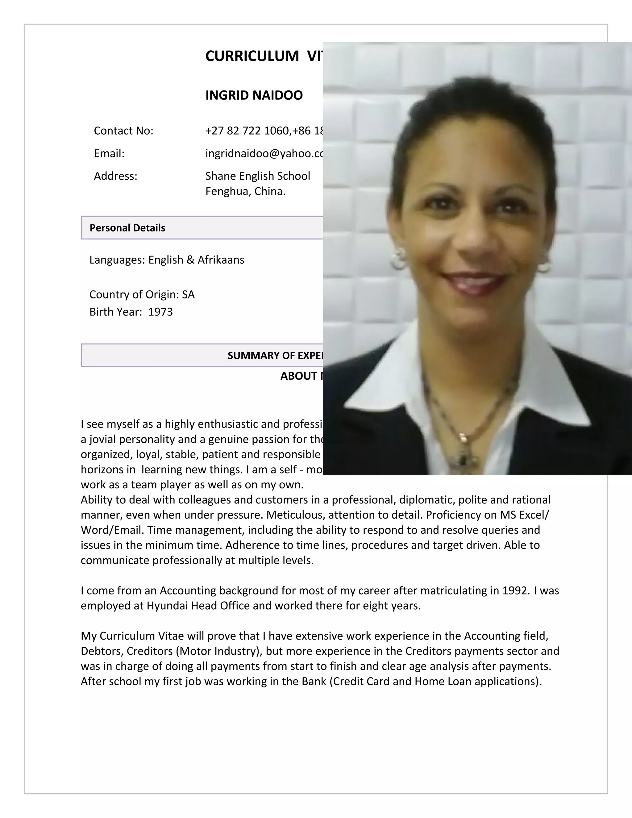 INGRID NEW ACCOUNTS CV | PDF