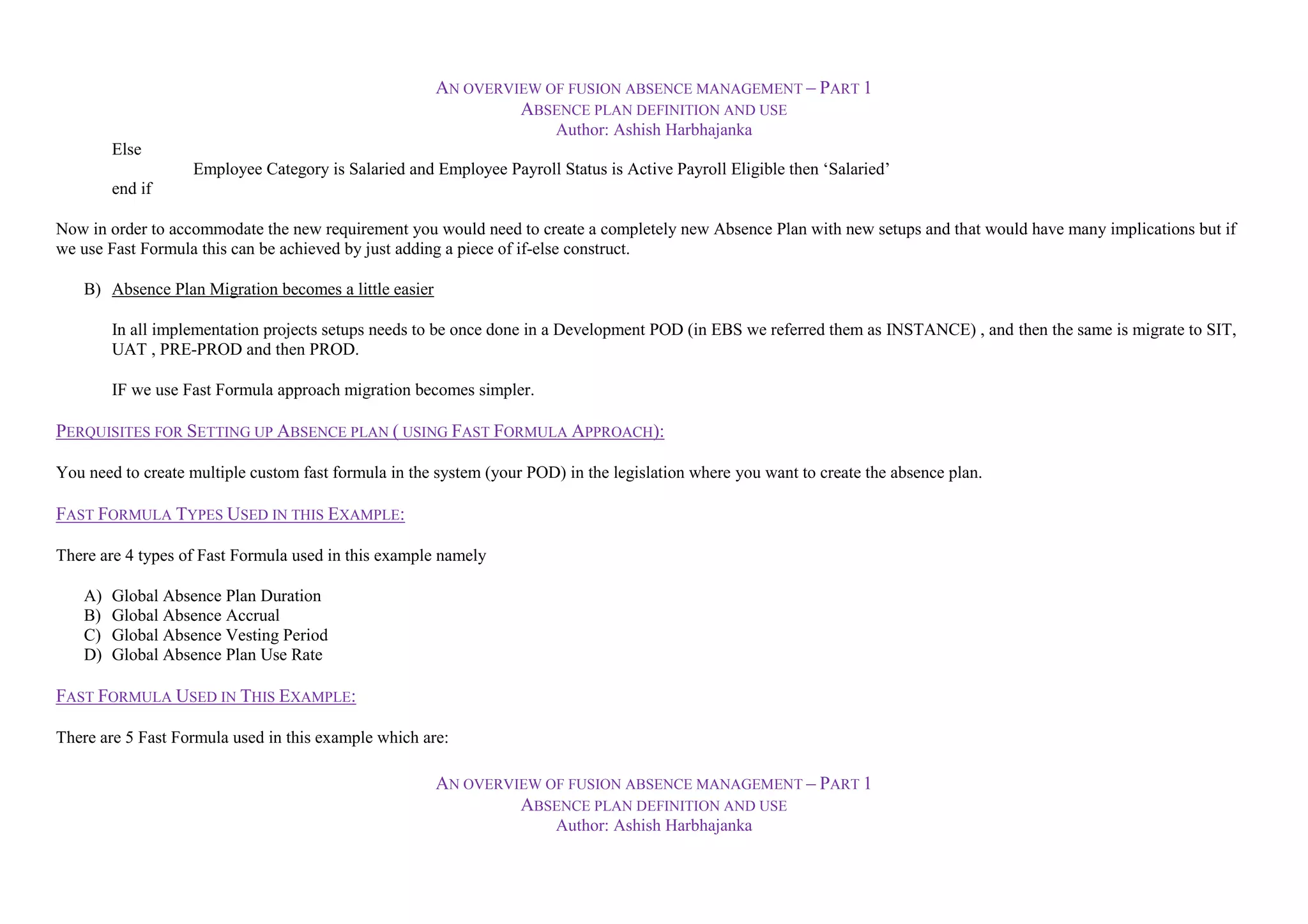 An Overview of Fusion Absence Management Absence Plan Definition and ...