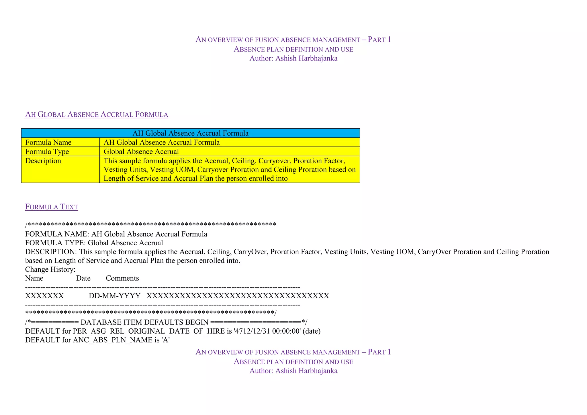 An Overview of Fusion Absence Management Absence Plan Definition and Use | PDF
