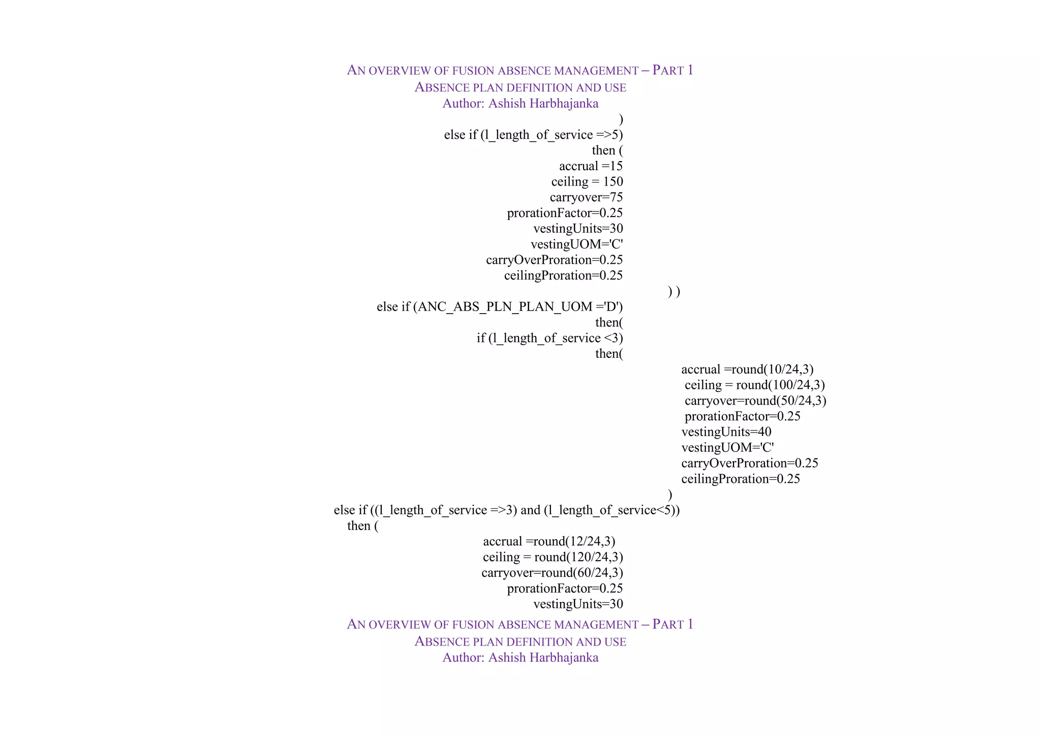 An Overview of Fusion Absence Management Absence Plan Definition and ...