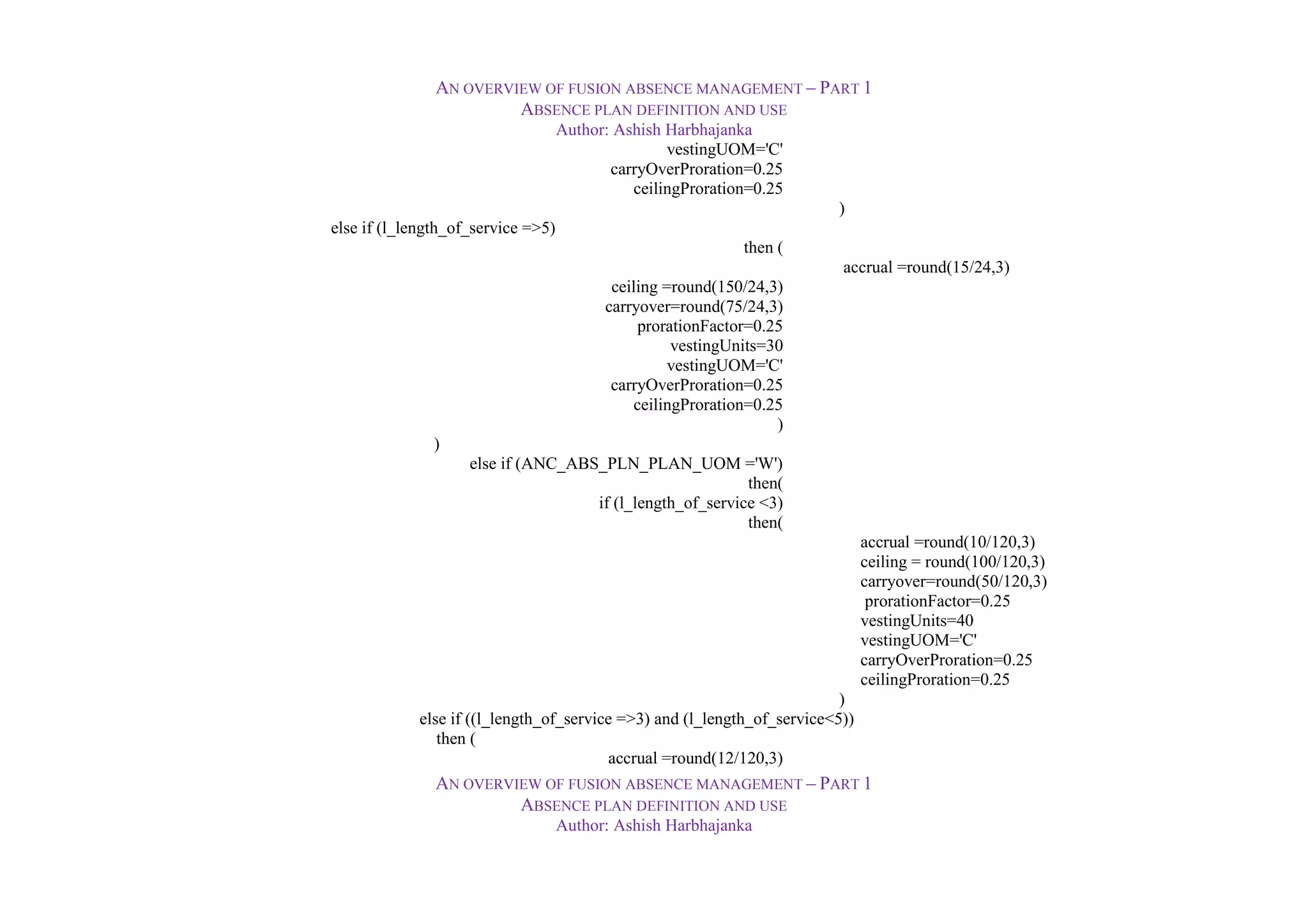 An Overview of Fusion Absence Management Absence Plan Definition and ...