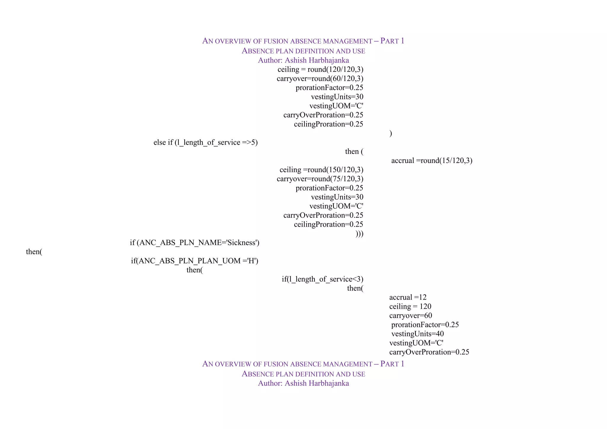 An Overview of Fusion Absence Management Absence Plan Definition and Use | PDF
