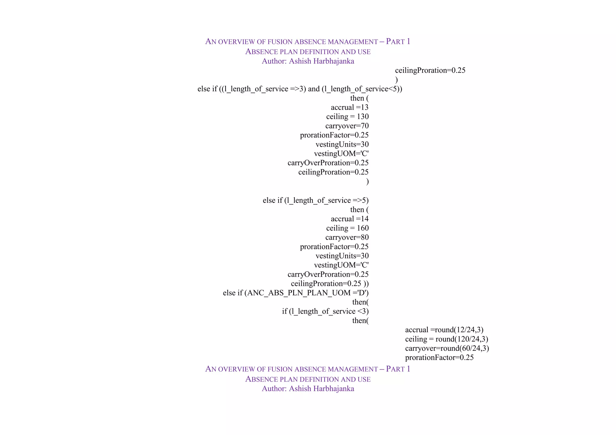 An Overview of Fusion Absence Management Absence Plan Definition and ...