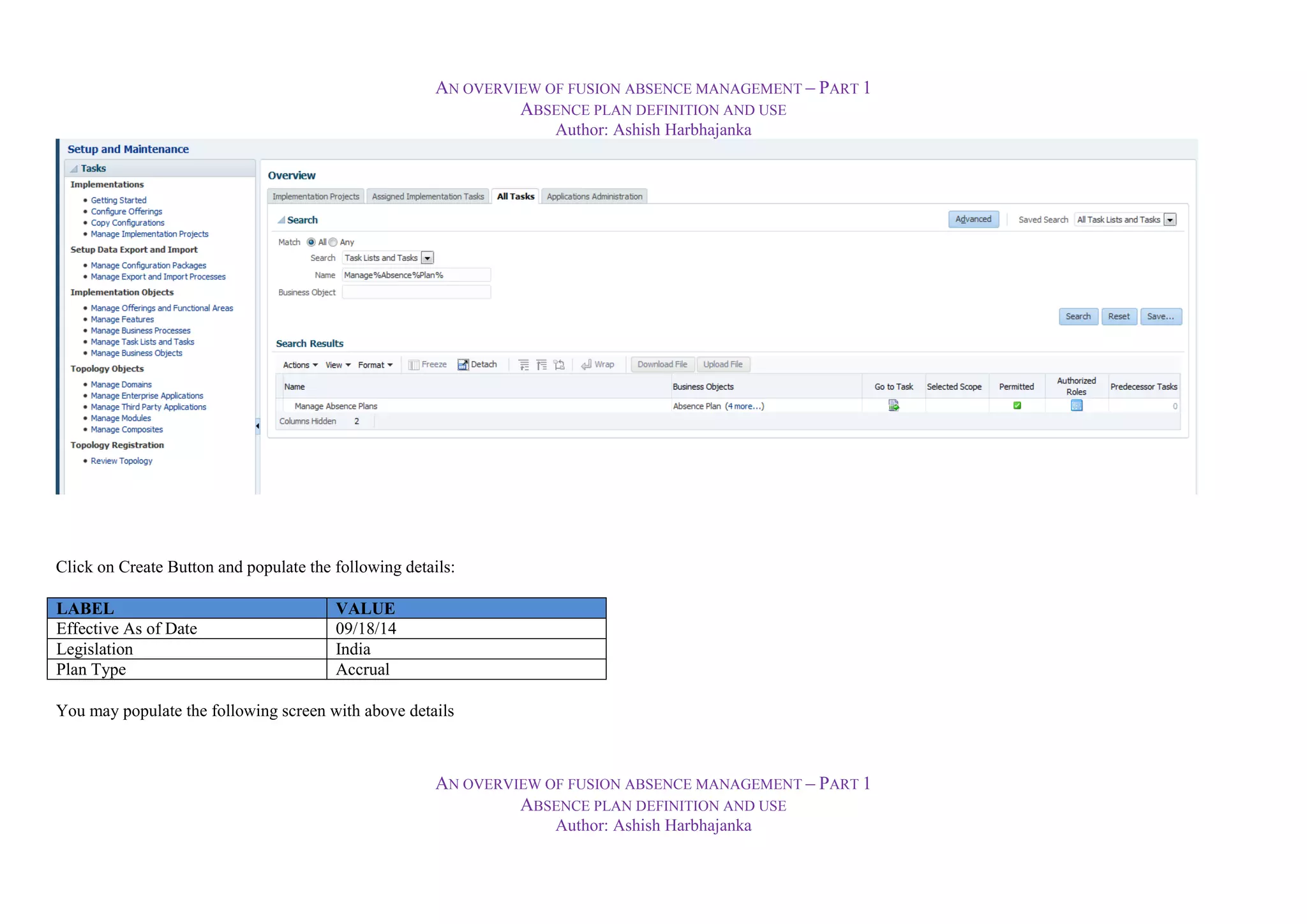 An Overview of Fusion Absence Management Absence Plan Definition and Use | PDF