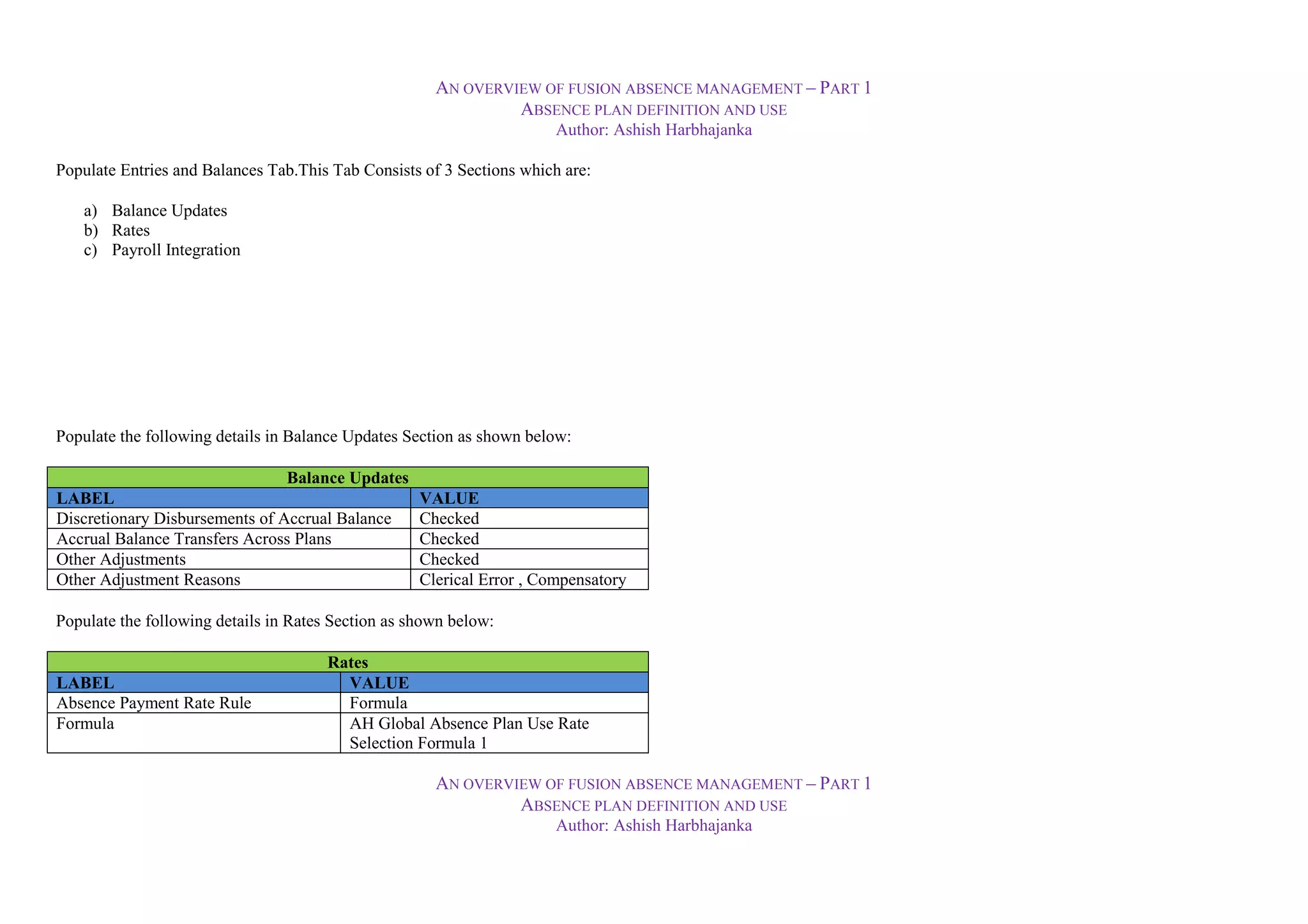 An Overview of Fusion Absence Management Absence Plan Definition and Use | PDF