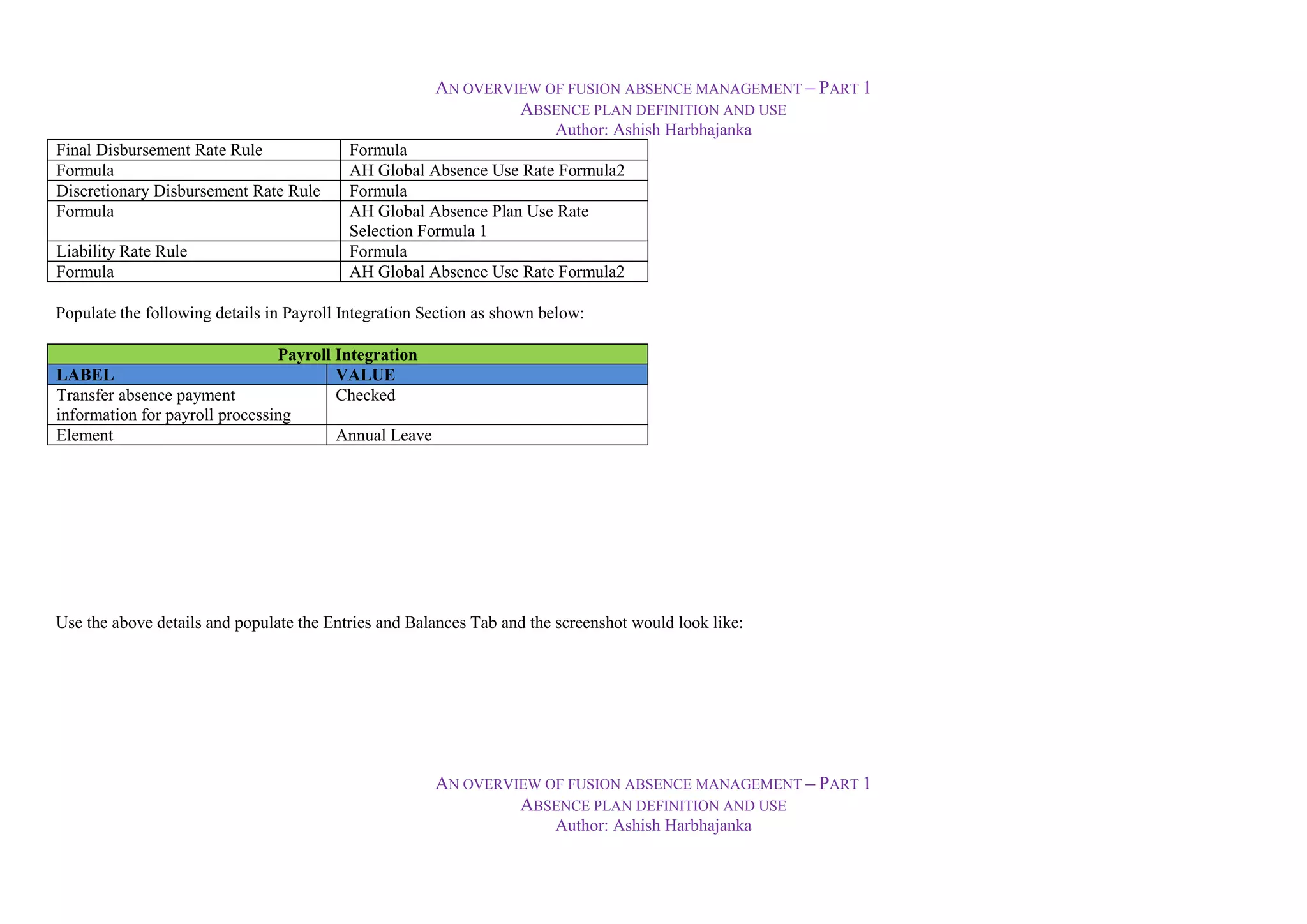 An Overview of Fusion Absence Management Absence Plan Definition and Use | PDF