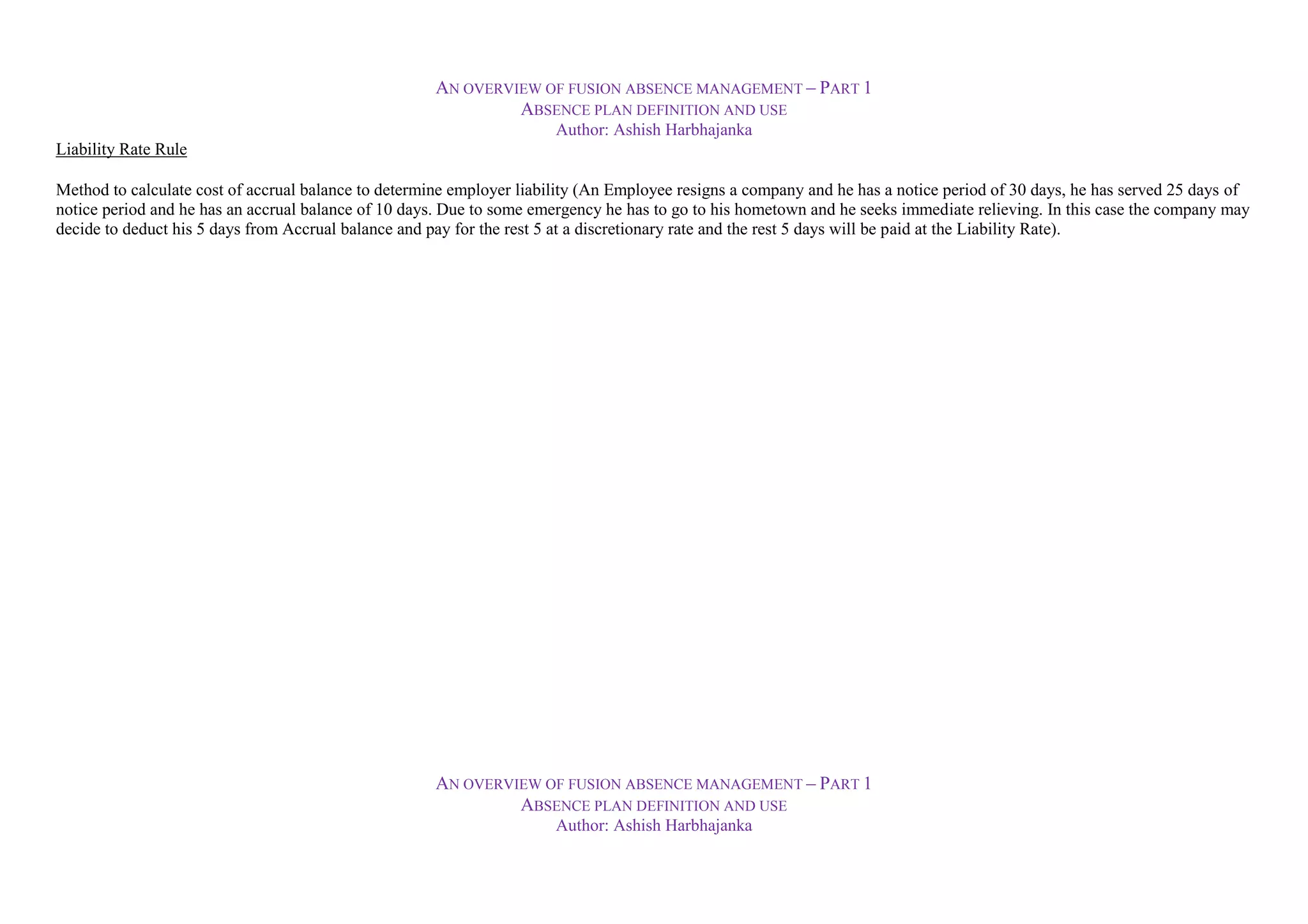 An Overview of Fusion Absence Management Absence Plan Definition and ...