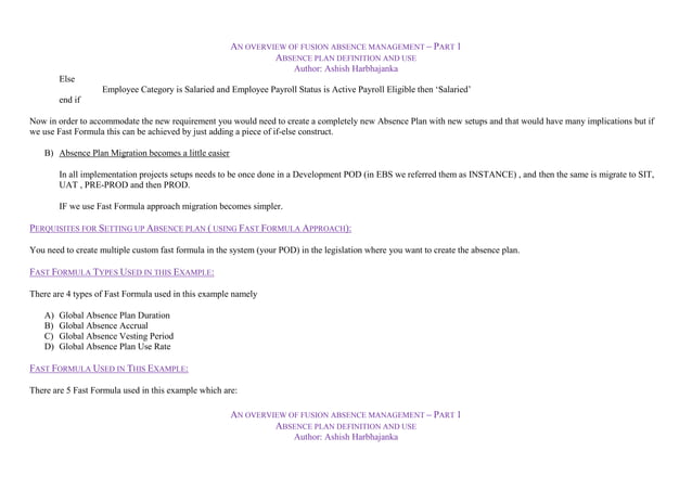 An Overview of Fusion Absence Management Absence Plan Definition and ...
