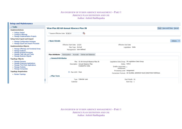 An Overview of Fusion Absence Management Absence Plan Definition and Use | PDF