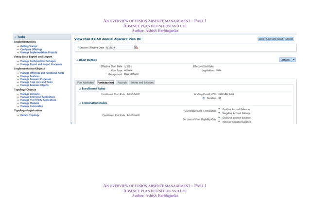 An Overview of Fusion Absence Management Absence Plan Definition and Use | PDF