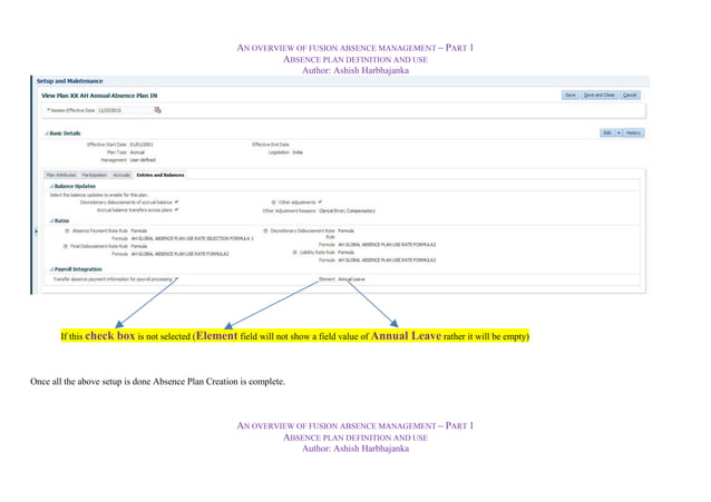 An Overview of Fusion Absence Management Absence Plan Definition and ...