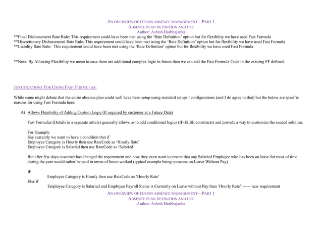 An Overview of Fusion Absence Management Absence Plan Definition and ...