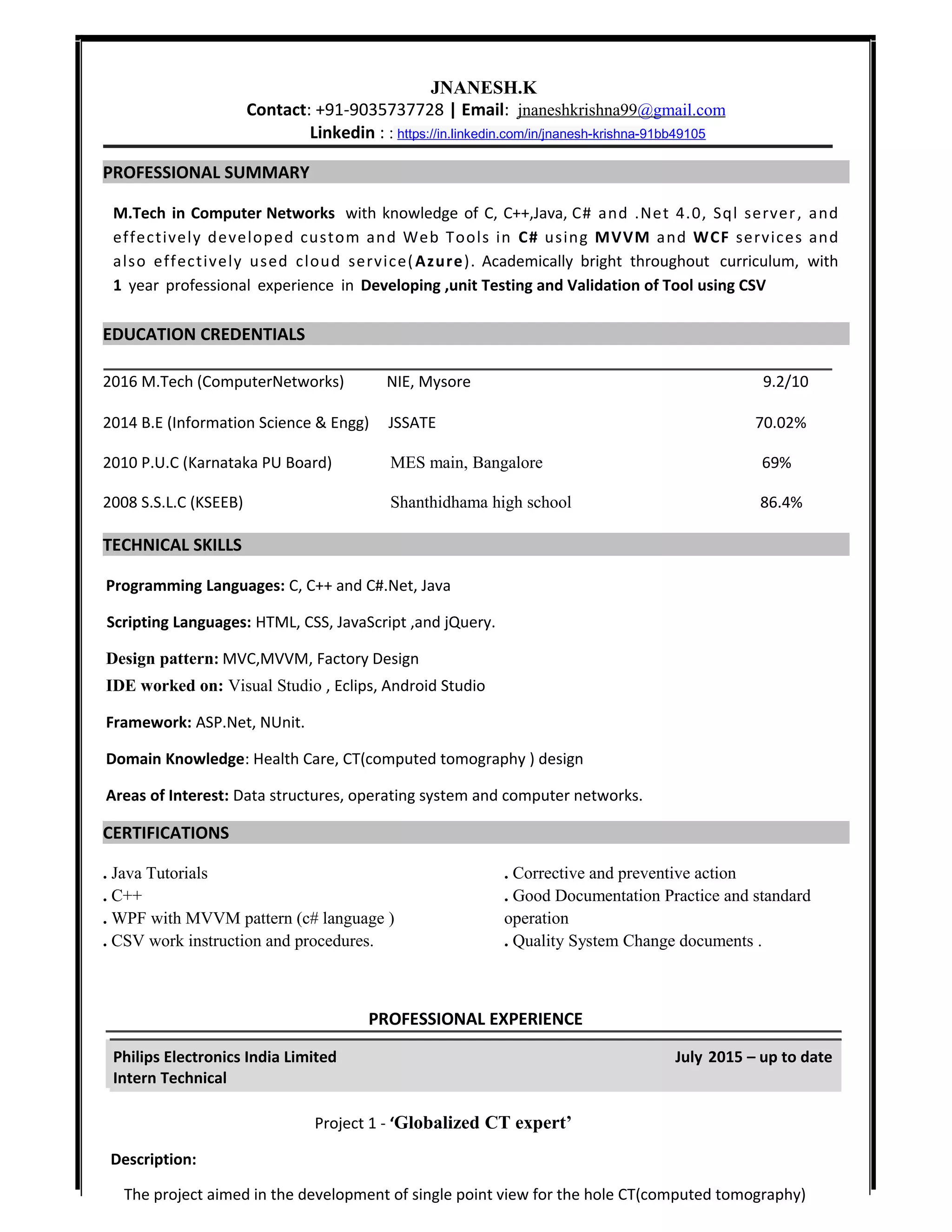 JNANESHnewResume | DOC | Programming Languages | Computing