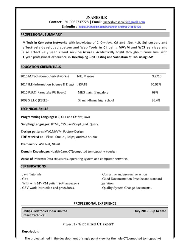 JNANESHnewResume | DOC | Programming Languages | Computing