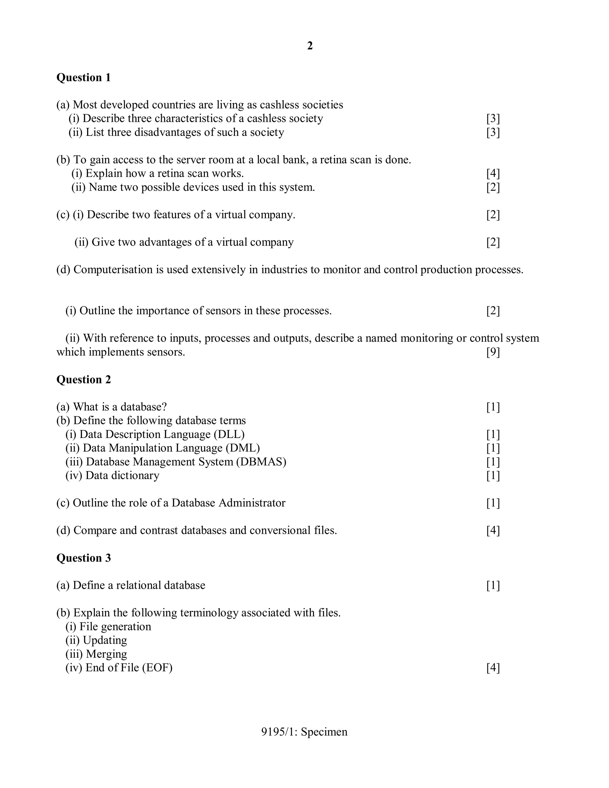 Zimbabwe School Examination Council Advanced Level Computing Paper 1 ...