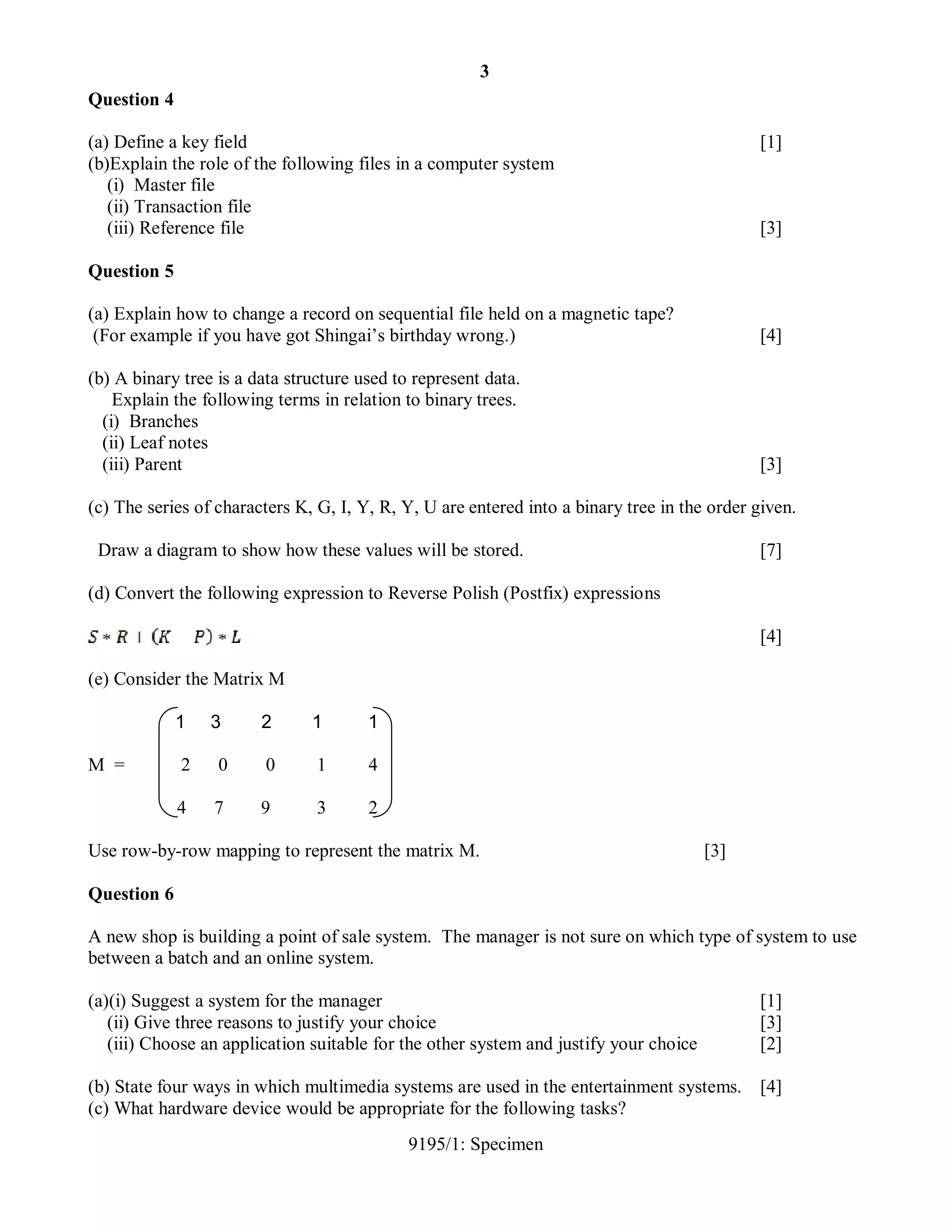 Zimbabwe School Examination Council Advanced Level Computing Paper 1 ...
