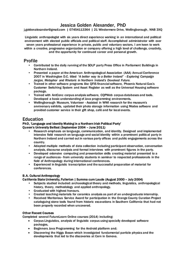 Golden_Alexander_CV_19062015 | DOCX | Technology & Computing