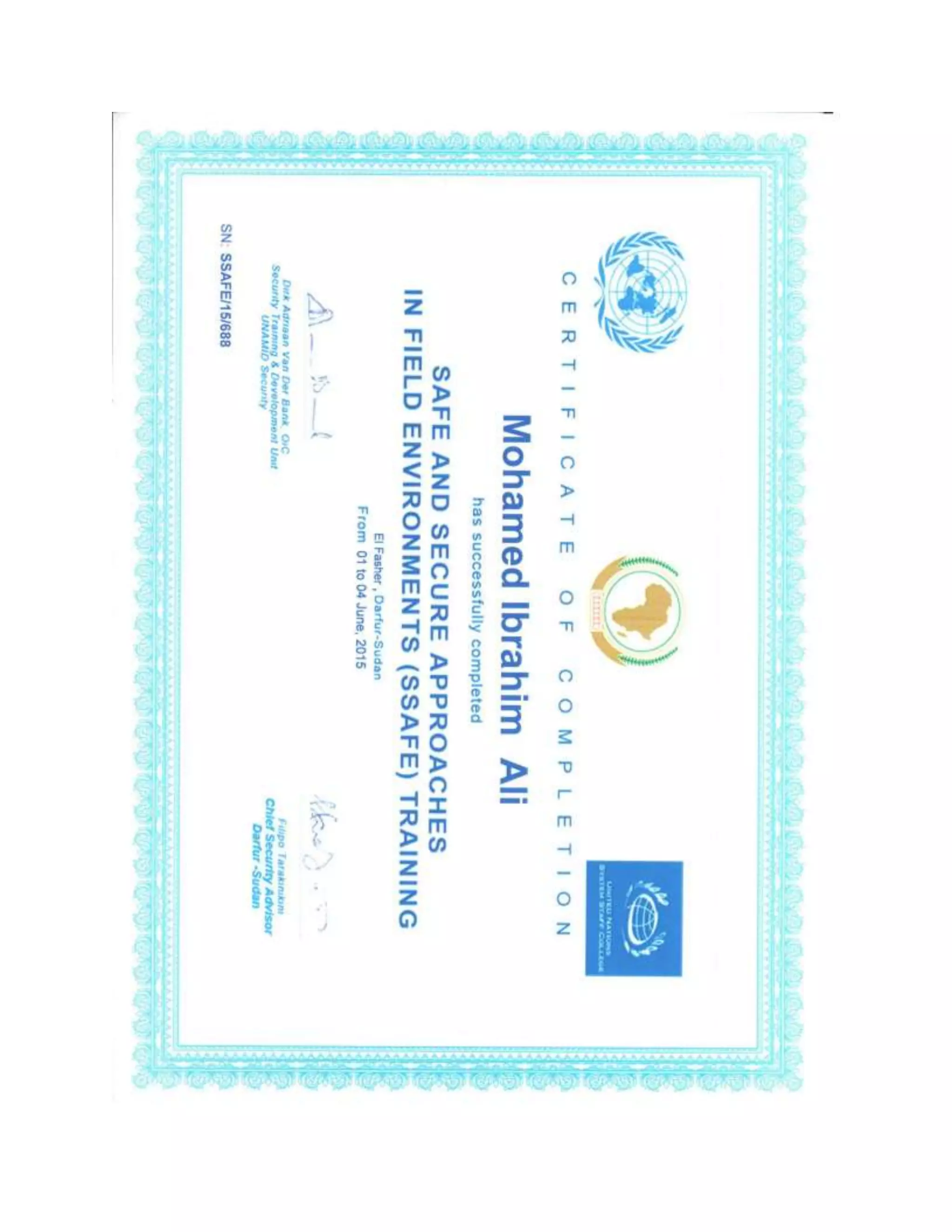 ssafe certificate | DOCX