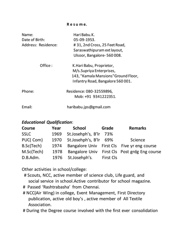 R e s u m e 2015 | PDF