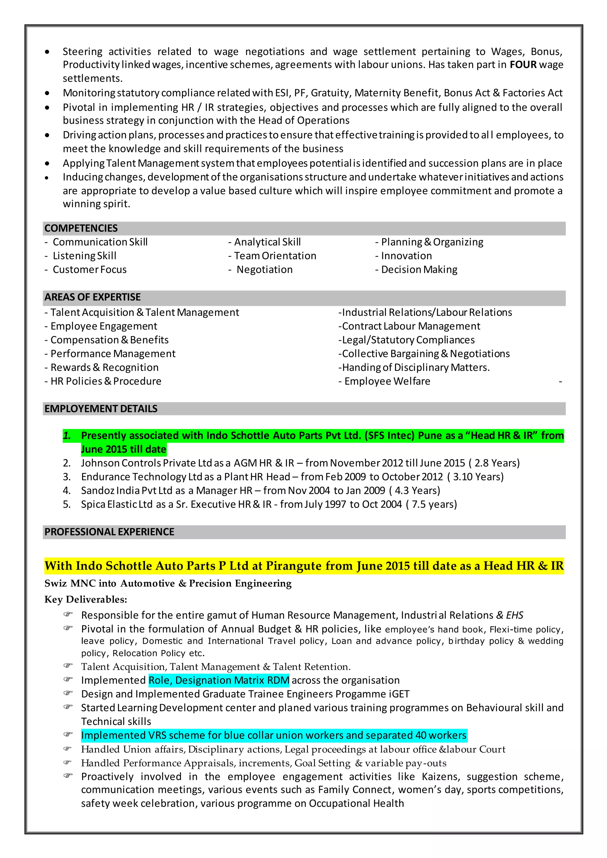 RAMAN RESUME - HR | PDF