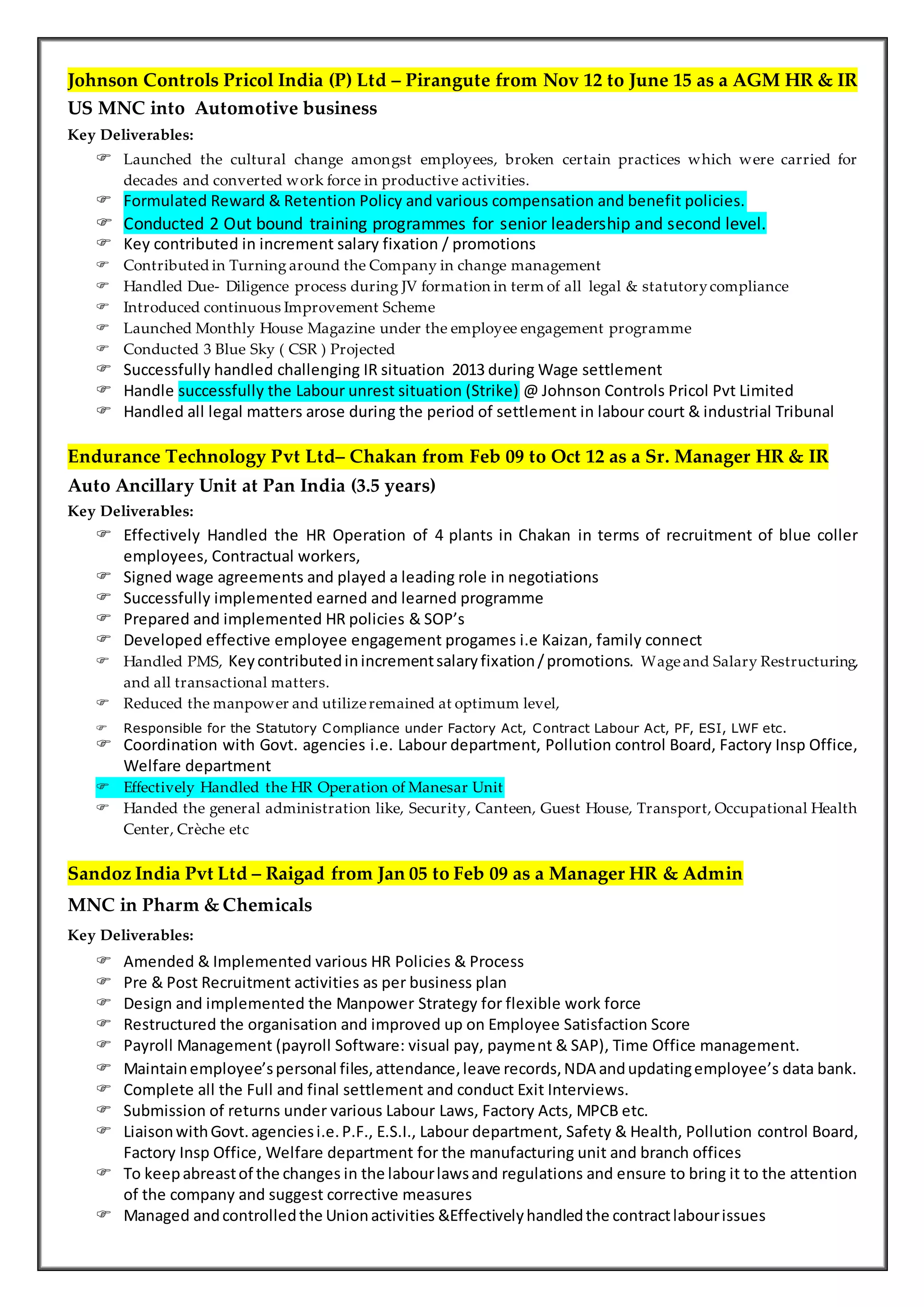 RAMAN RESUME - HR | PDF